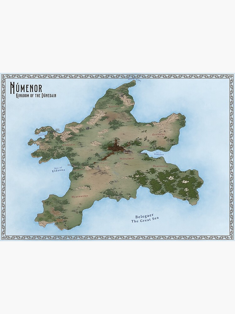 "NÚMENOR map from Tolkien's works." Poster for Sale by NerdyMaps ...