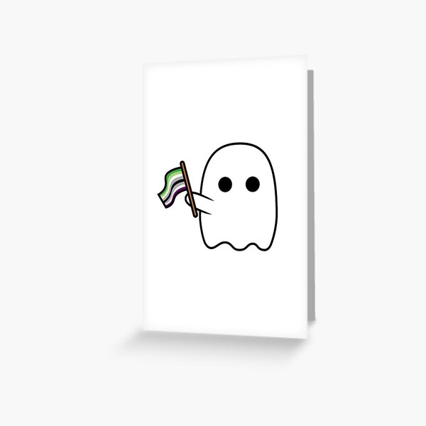 "Ghost with aroace pride flag (green and purple flag)" Greeting Card ...