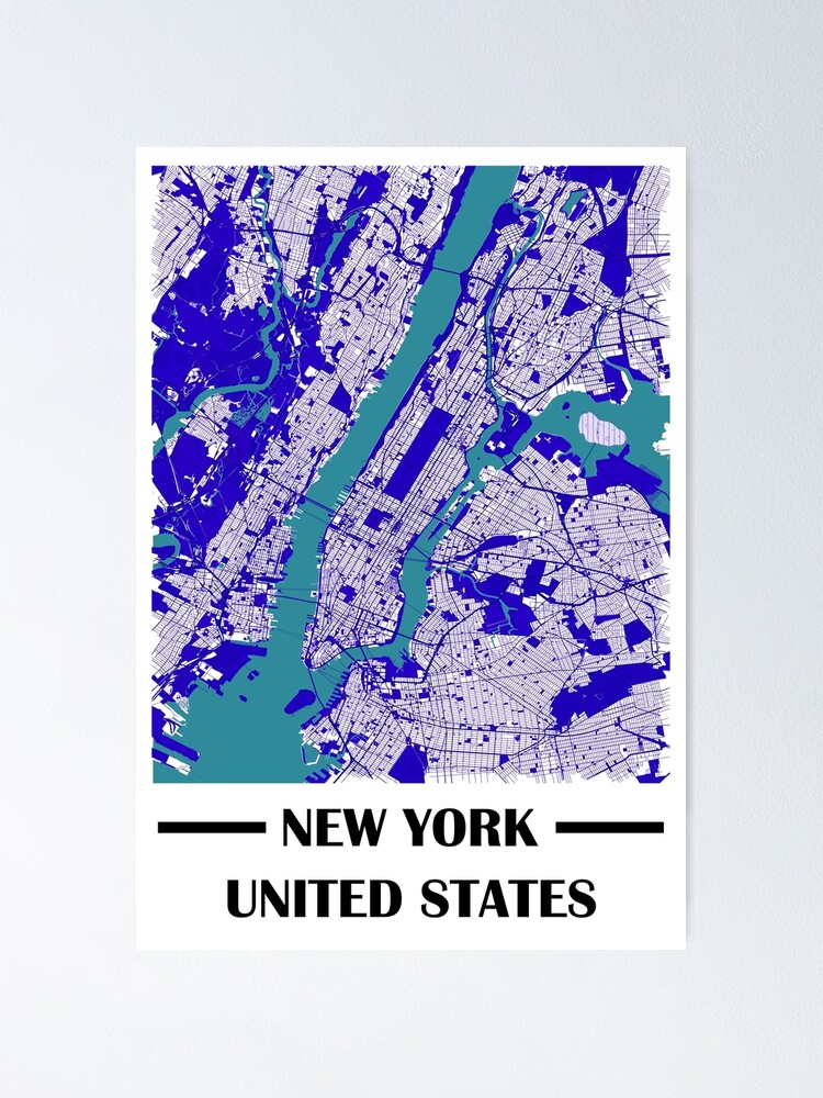 "New York Minimalist Map - Aesthetic / Colorful Map" Poster for Sale by ...