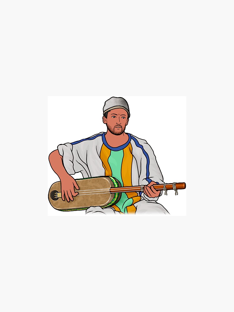 "moroccan ginbri art gnawa style memories " Sticker for Sale by ...