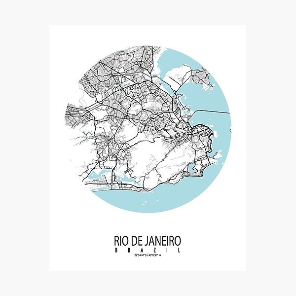 Lámina fotográfica «Mapa de la ciudad de Río de Janeiro de Brasil ...
