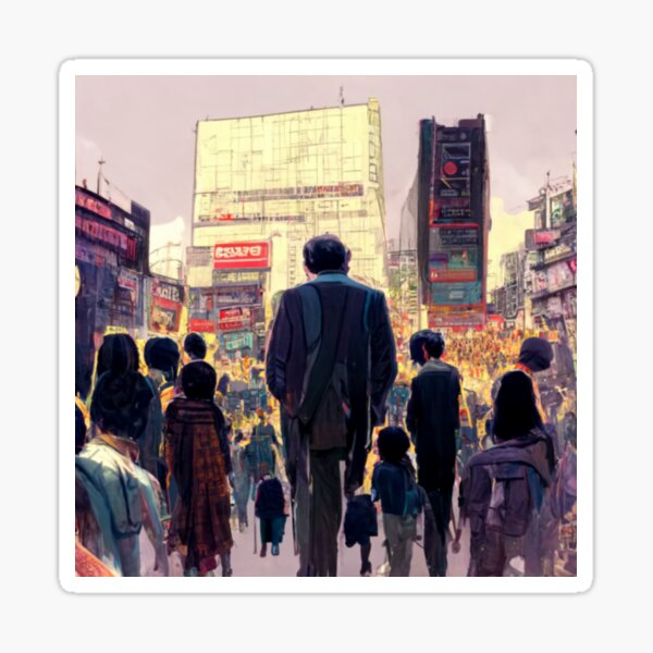 "Walking the Shibuya crossing" Sticker for Sale by Mirochan80 | Redbubble