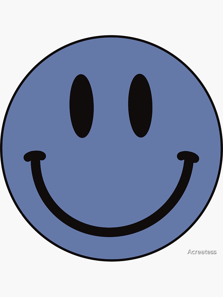 "Blue Smiley" Sticker for Sale by Acreatess | Redbubble