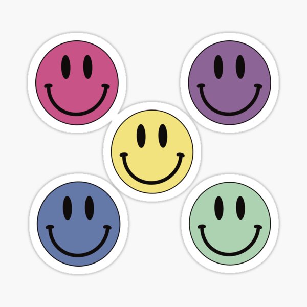 "Colourful smileys" Sticker for Sale by Acreatess | Redbubble