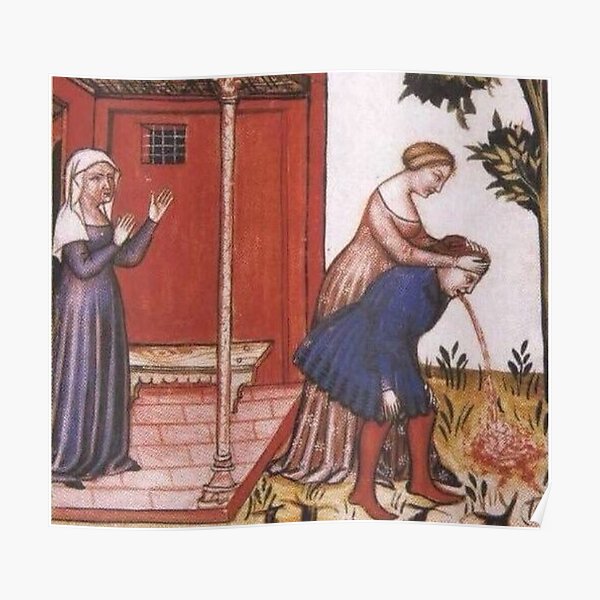 "Medieval hang over man being sick vomiting in the garden" Poster for ...