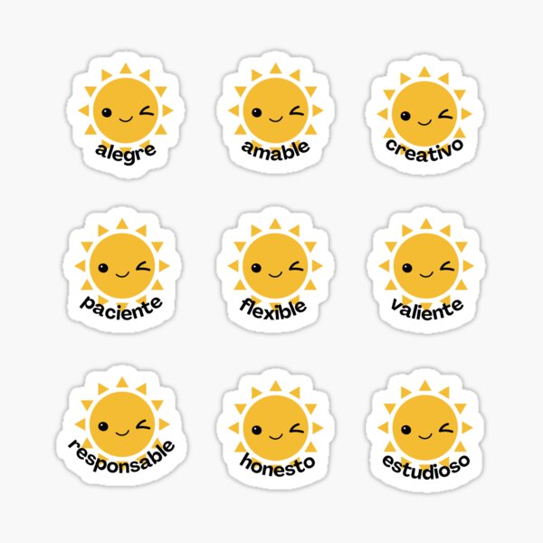 "Teacher (Maestra) Sticker Pack - Cute Sun Student Motivational Reward ...