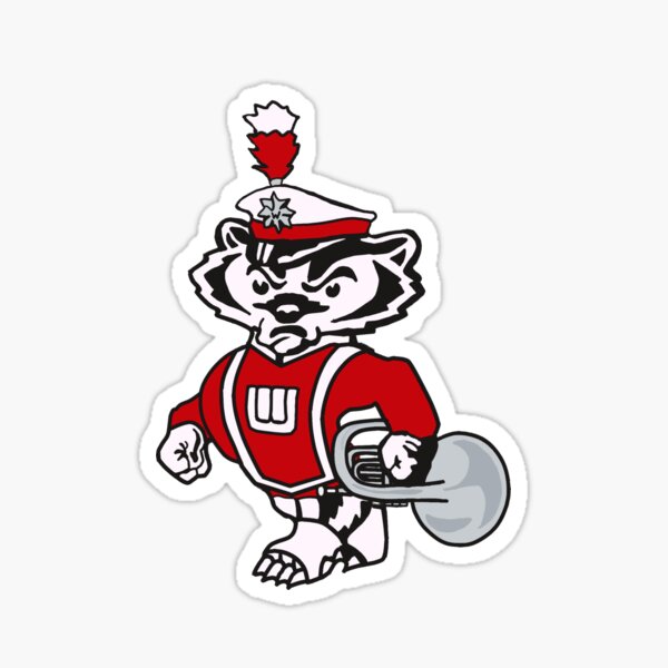 "Bucky Badger with a mellophone!" Sticker for Sale by lankyluke8 ...