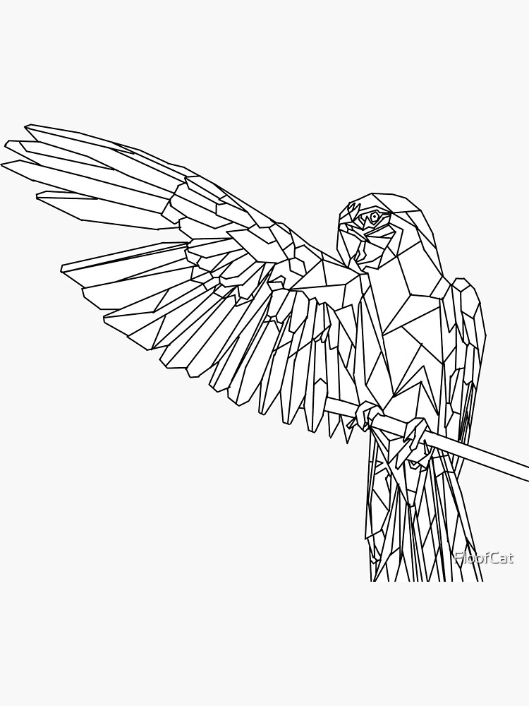 "Geometric Blue and Gold Macaw (black and white version)" Sticker for ...