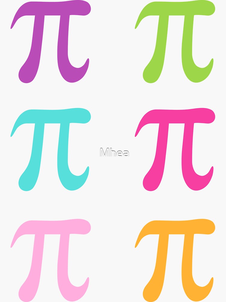 "Colorful pi symbol sticker collection - set of six" Sticker for Sale ...