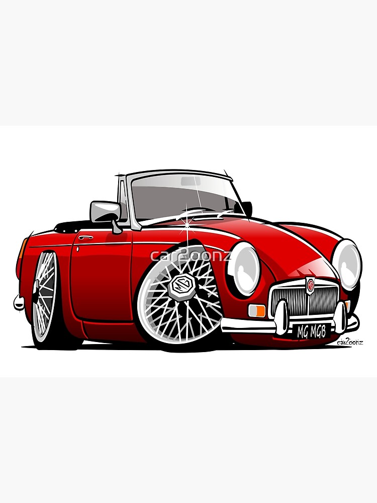 "MG MGB roadster caricature red" Poster for Sale by car2oonz | Redbubble