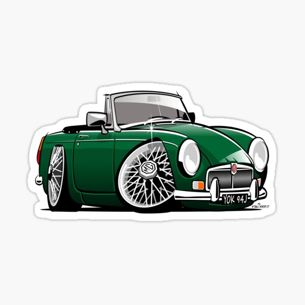 "MG MGB roadster personalized caricature YOK94J" Sticker for Sale by ...