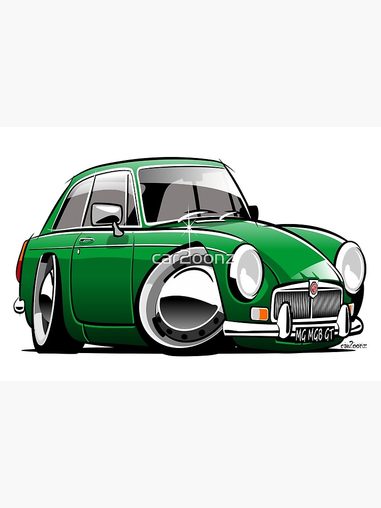 "MG MGB GT caricature green" Poster for Sale by car2oonz | Redbubble