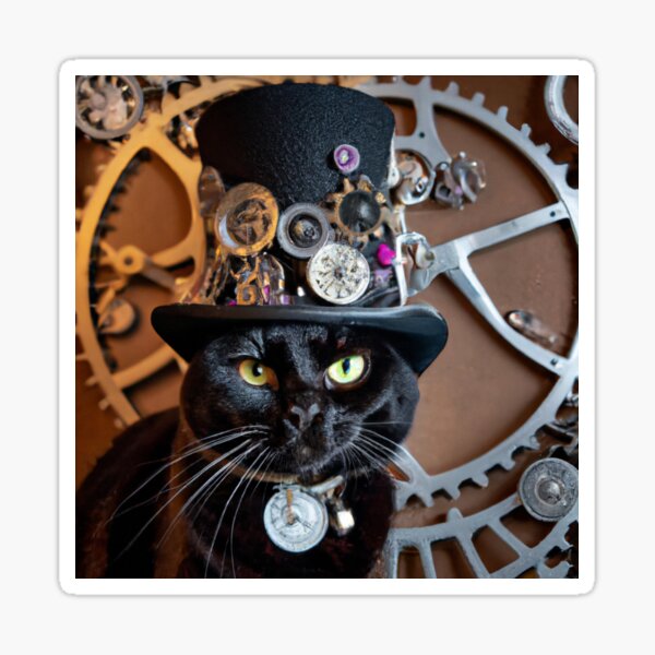 "Steampunk cat is a dashing fellow" Sticker for Sale by zombiehunterj ...