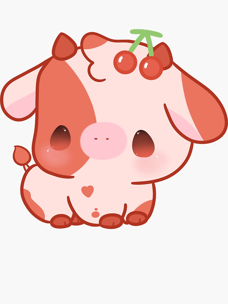 "Cherry Cow kawaii" Sticker for Sale by MayBK | Redbubble