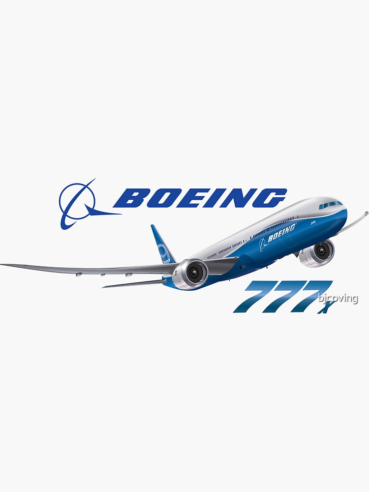 "Boeing 777x-900 Aircraft Image - Blue" Sticker for Sale by bjcoving ...
