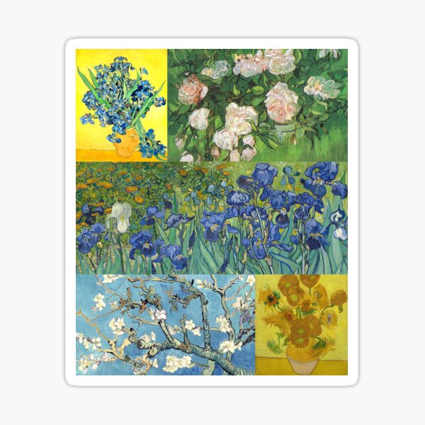 Pegatina «Póster de la colección de pinturas florales famosas del ...