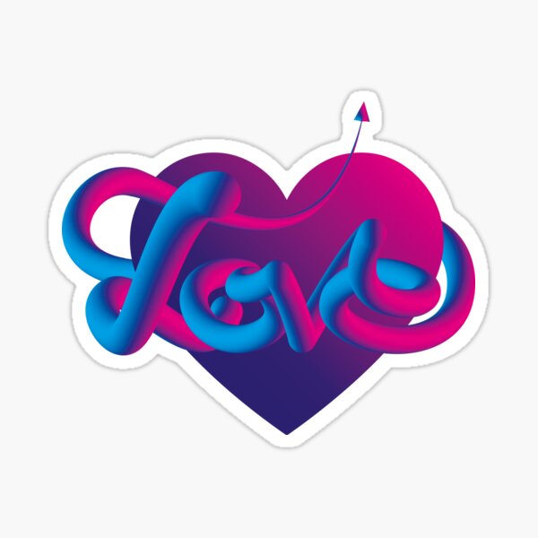 "Love, Heart, pink heart, Blue Heart, Typo art" Sticker for Sale by ...