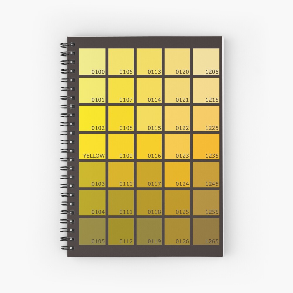"Shades of Yellow Pantone" Spiral Notebook for Sale by rogue-design ...