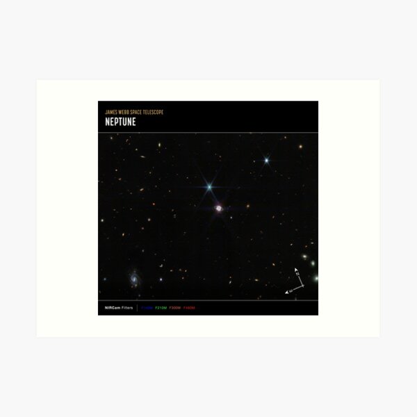 "Neptune Wide Field (NIRCam) Compass James Webb Space Telescope JWST Photo" Art Print for Sale ...