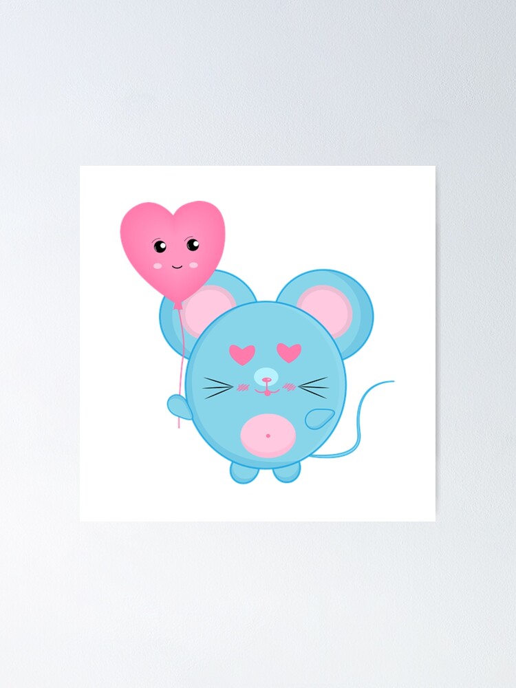 "cute blue mouse cartoon sticker pack pattern for kids" Poster for Sale ...