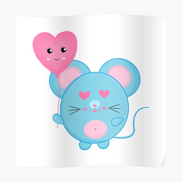 "cute blue mouse cartoon sticker pack pattern for kids" Poster for Sale ...
