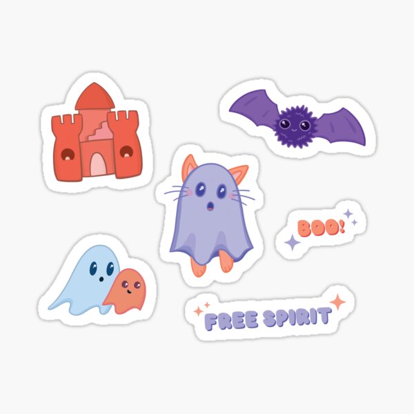 "Cute Ghost Cat | Halloween Cat Sticker Pack | Halloween Stickers ...