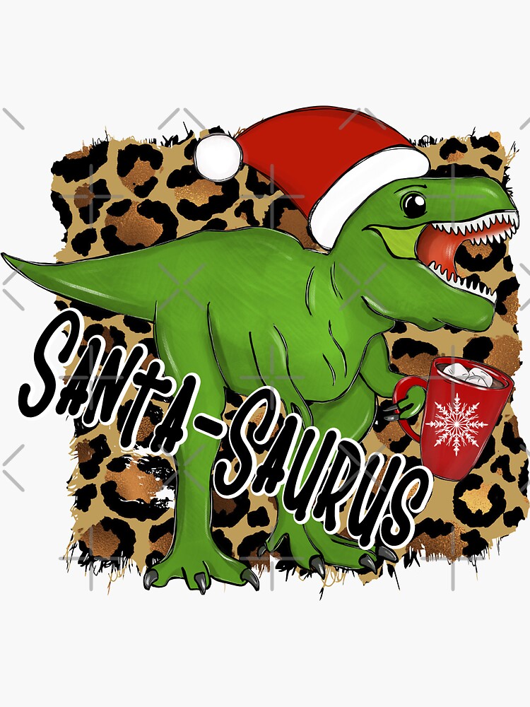"Santa Saurus Christmas Dinosaur Tree Rex" Sticker for Sale by ...