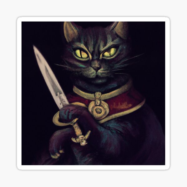 "Missy the Cat, brandishing a dagger (Baroque)" Sticker for Sale by ...