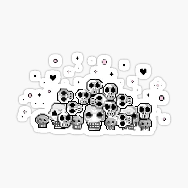"Cool goth skull pixel art dark uwu girl graphic tshirt " Sticker for ...