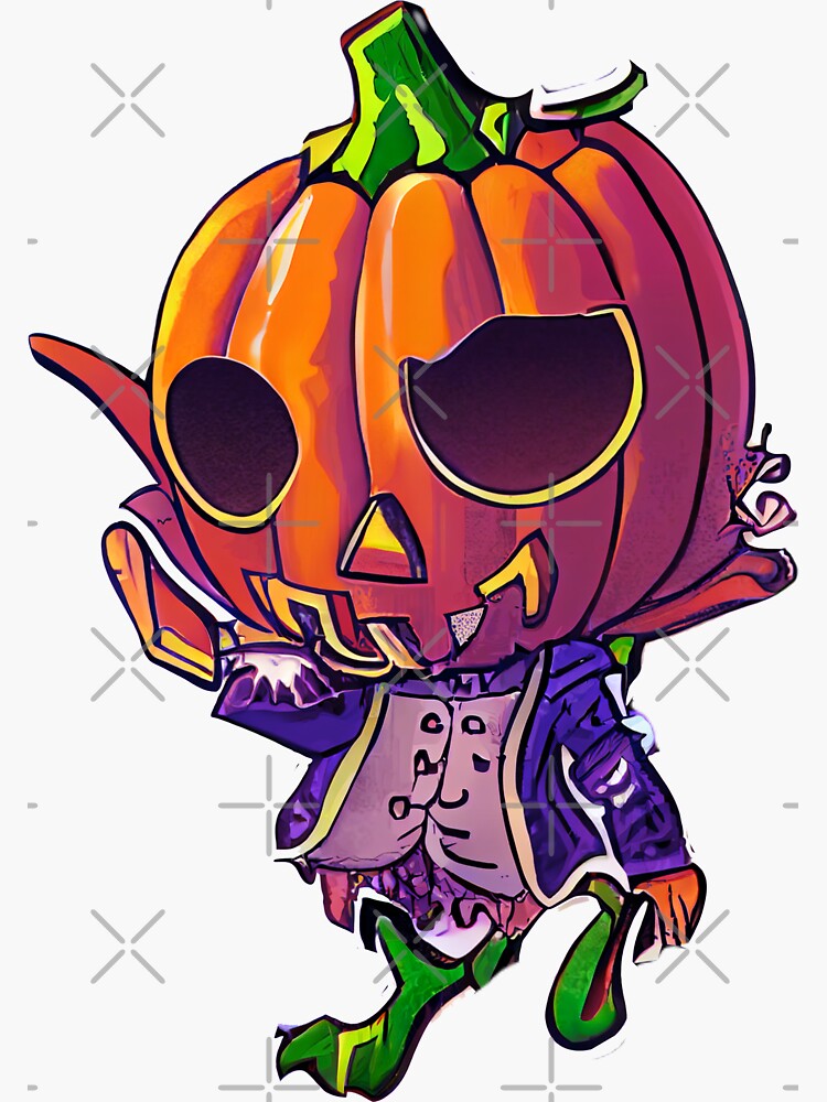 "Mayor Pumpiknson the Jack-O-Lantern Imp" Sticker for Sale by ...