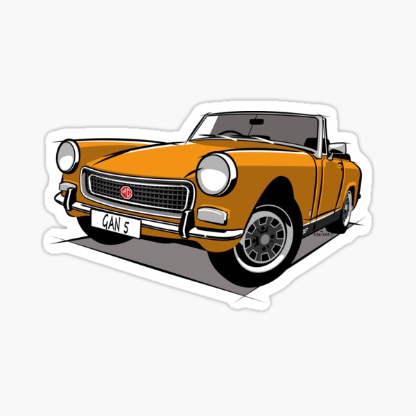"MG Midget square wheel arch yellow" Sticker for Sale by car2oonz ...