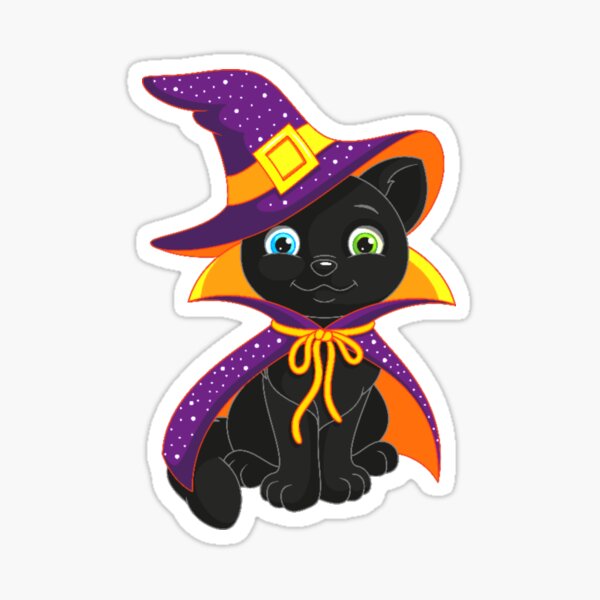 "Vampurr Halloween Cat" Sticker for Sale by CorneliusDesign | Redbubble