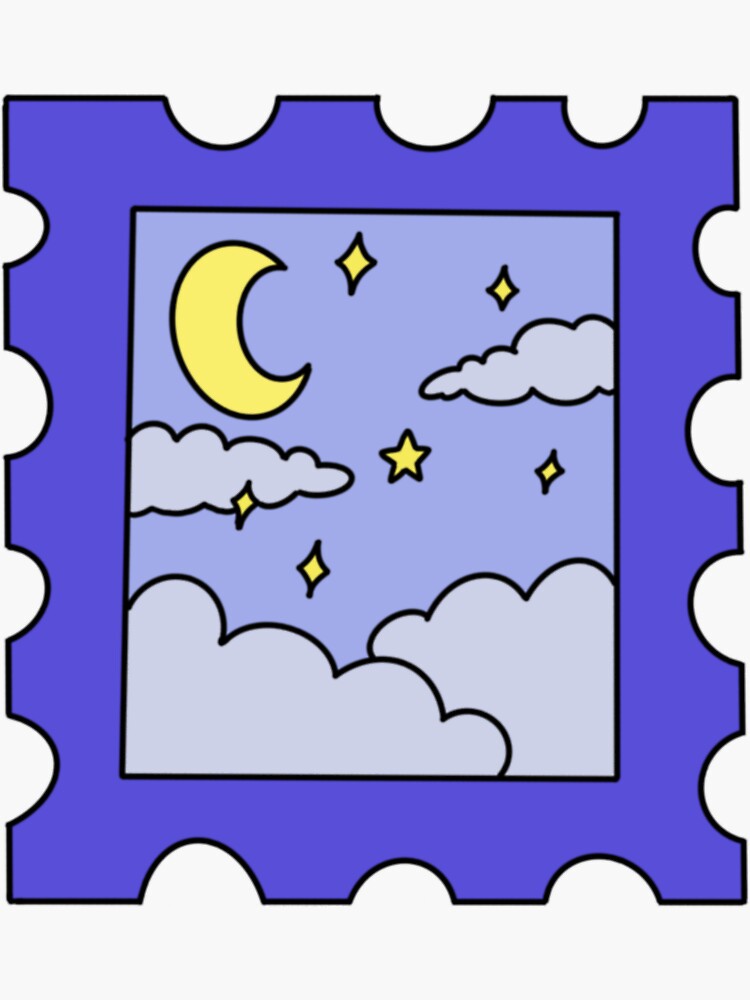 "Night sky stamp " Sticker for Sale by Anniehallart | Redbubble