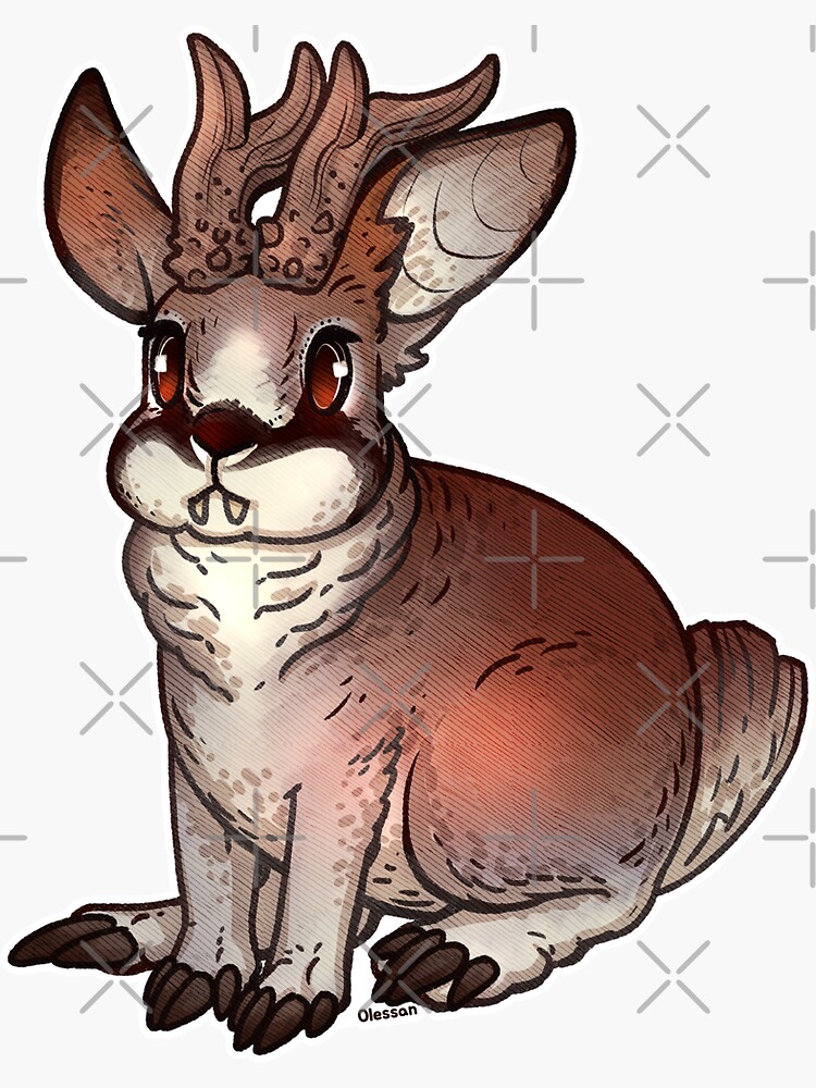 "Cute Rasselbock European Roe Deer Jackalope Bunny Rabbit" Sticker for ...