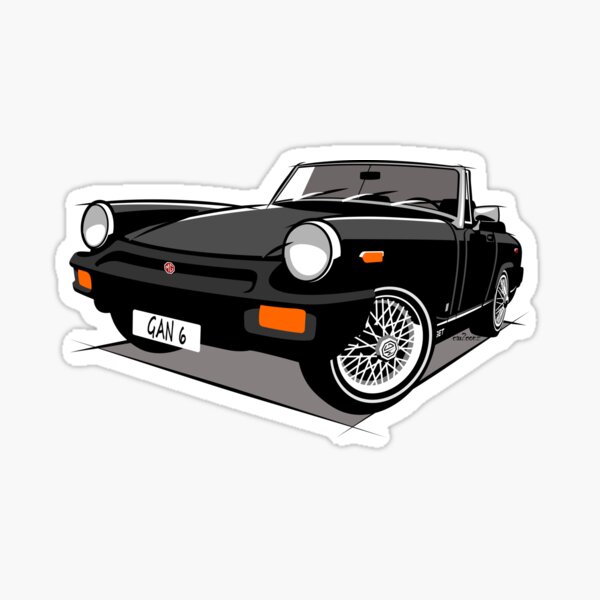 "MG Midget rubber bumper black" Sticker for Sale by car2oonz | Redbubble