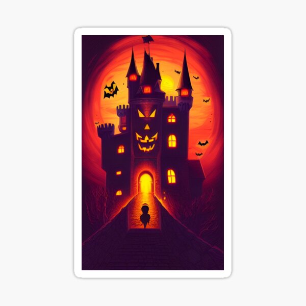 "Halloween haunted castle " Sticker for Sale by Seanyah | Redbubble