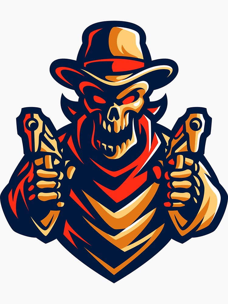 "red skull cowboy" Sticker for Sale by akiril | Redbubble
