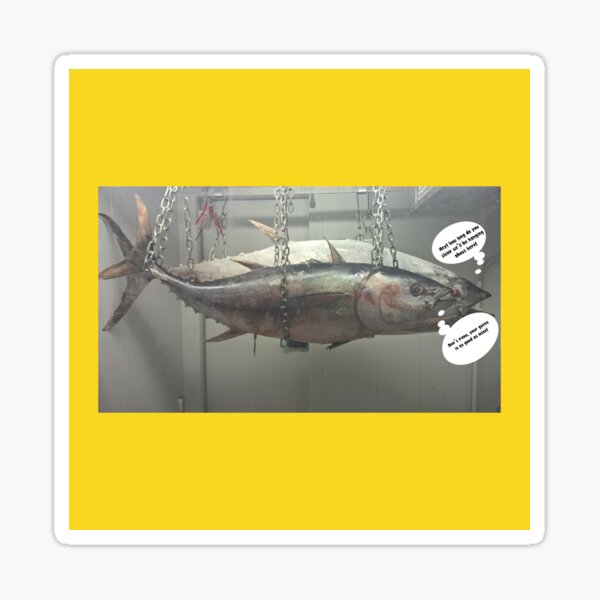 "Fish hanging on chains telling jokes" Sticker for Sale by Oranges ...