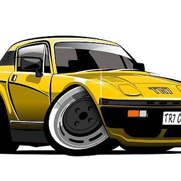 "Triumph TR7 coupe caricature yellow" Sticker for Sale by car2oonz ...