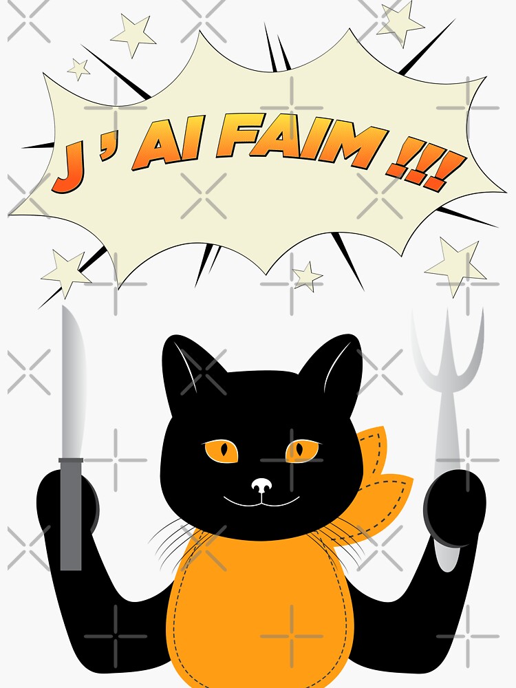 "Impatient smiling black cat crying starvation and waiting for his food ...