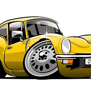 "Triumph GT6 mk 3 caricature yellow" Sticker for Sale by car2oonz ...