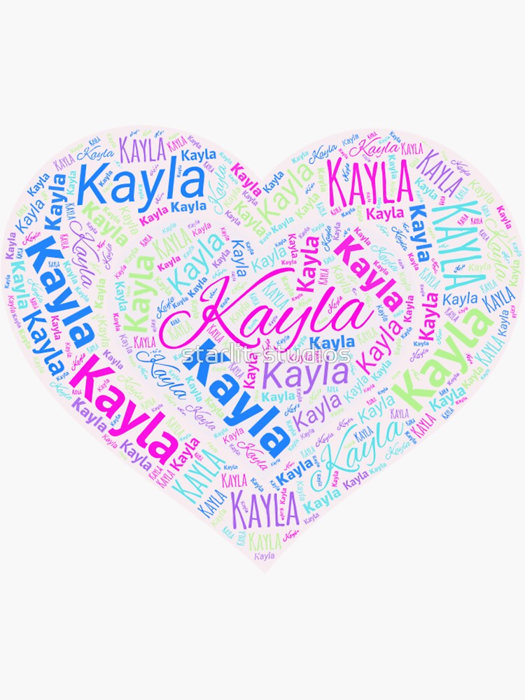 "Kayla Personalized Name Colorful Word Art Heart" Sticker for Sale by ...