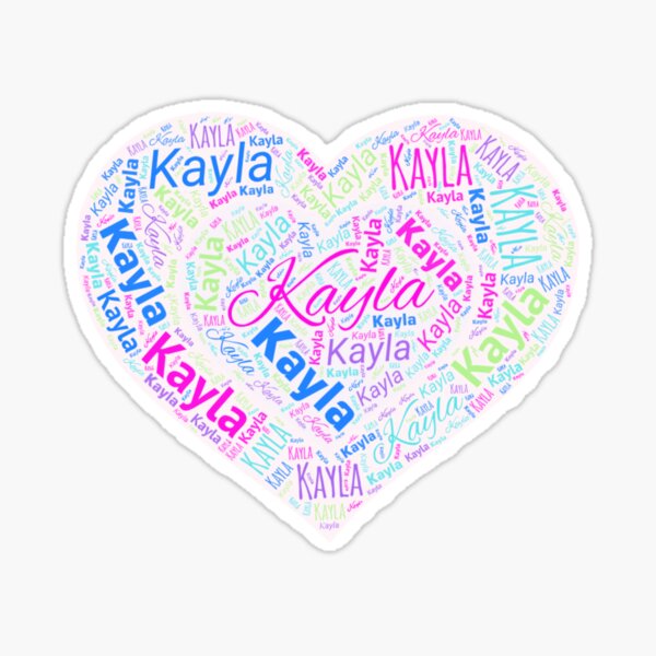"Kayla Personalized Name Colorful Word Art Heart" Sticker for Sale by ...