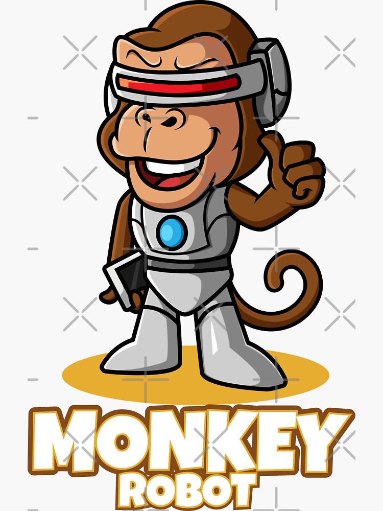 "Monkey Robot" Sticker for Sale by Sunnyhova | Redbubble