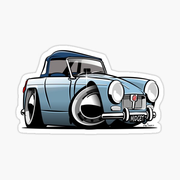 "MG Midget Mk 1 caricature blue" Sticker for Sale by car2oonz | Redbubble