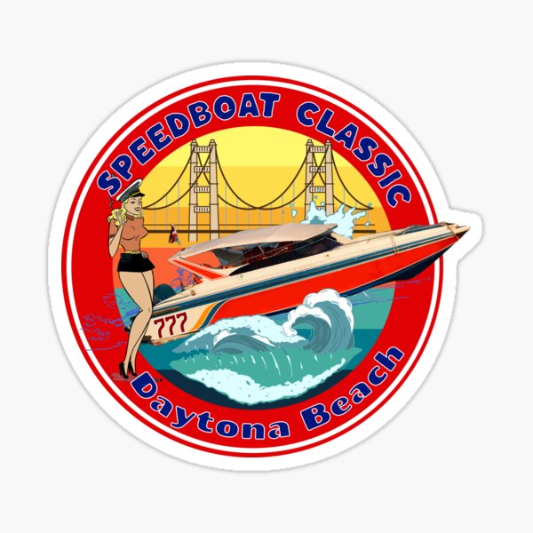 "Speedboat Classic Daytona Beach Florida" Sticker for Sale by ...