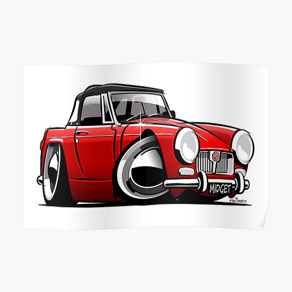 "MG Midget Mk 3 caricature red" Poster for Sale by car2oonz | Redbubble