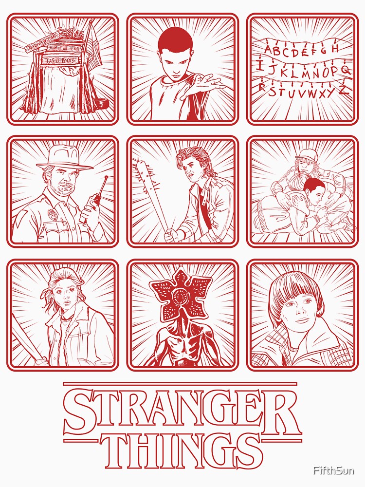 "Stranger Things Red Line Art Box Up" Essential T-Shirt for Sale by ...