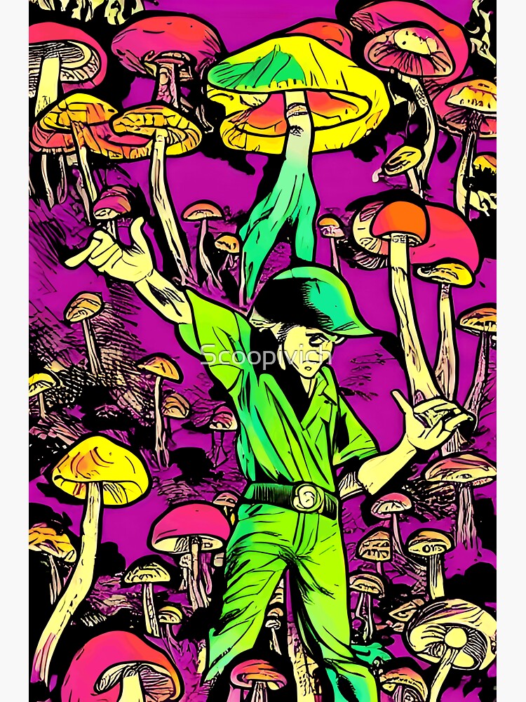 "soldier mushrooms Retro Funky Hippie 60s 70s Cottagecore psychedelic ...