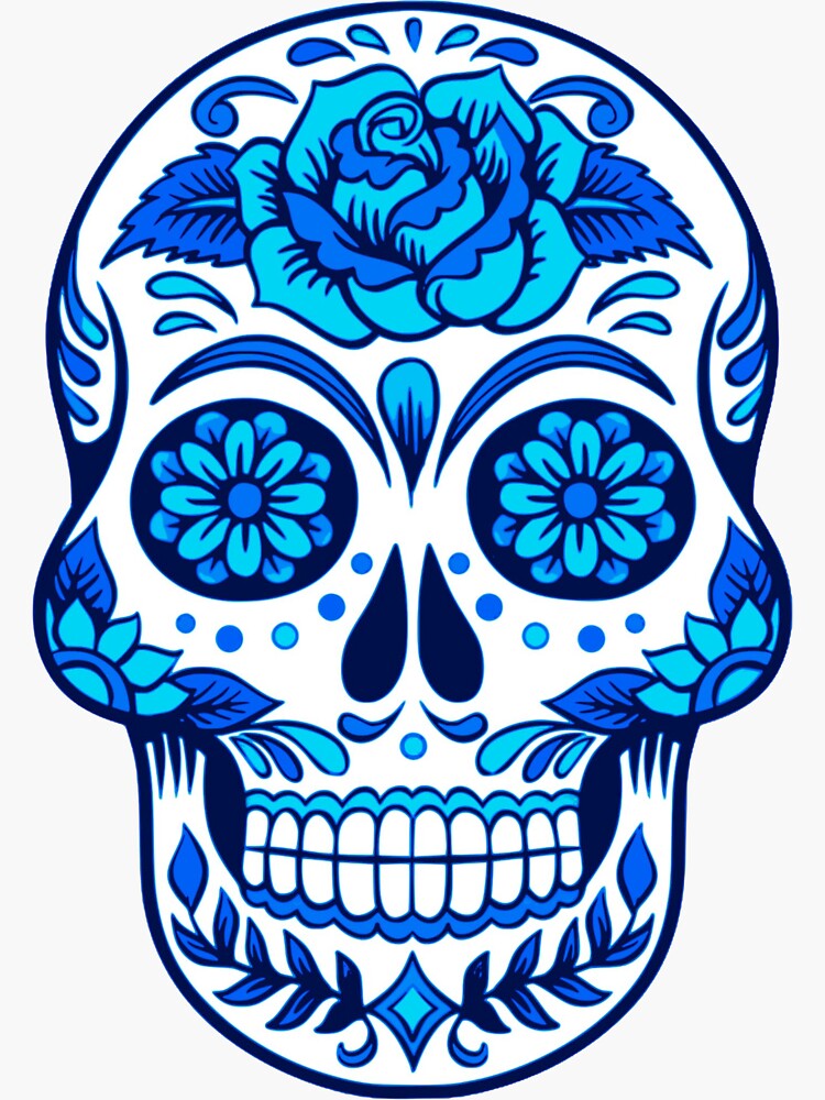 "Blue Neon Skeleton Face with Patterns" Sticker for Sale by Dven ...
